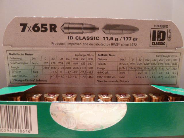 RWS CALIBRE 7X65R ID 11.5G 177GR - Munitions | Armurerie Boichut-Balaguer